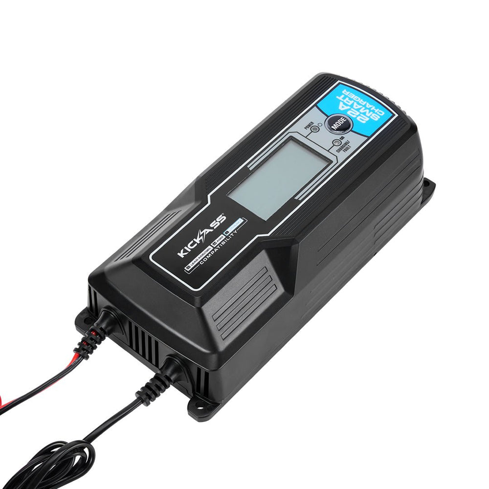 The KickAss 12V 22Amp - 9 Stage Automatic Smart Battery Charger for ...