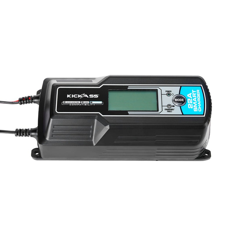 The KickAss 12V 22Amp - 9 Stage Automatic Smart Battery Charger for ...