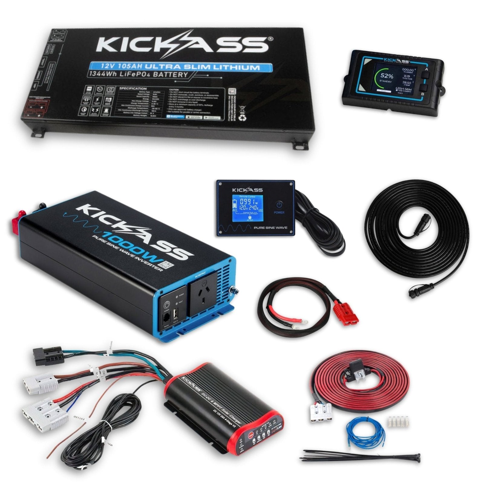 KickAss 105Ah Complete Ultra-Slim Lithium Dual Battery Kit