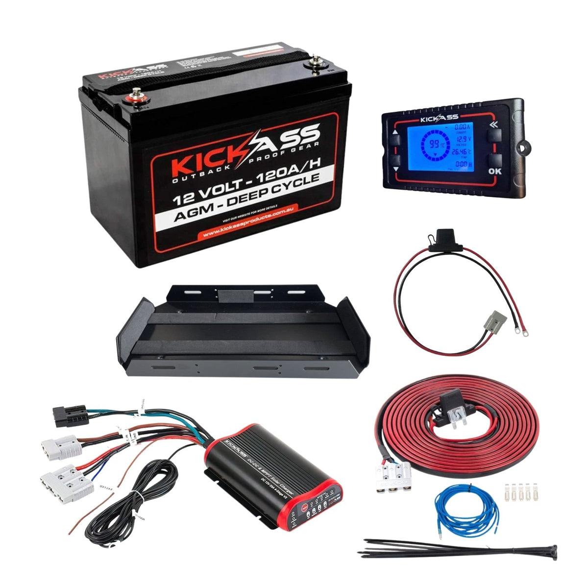 KickAss 120Ah Complete AGM Dual Battery Kit