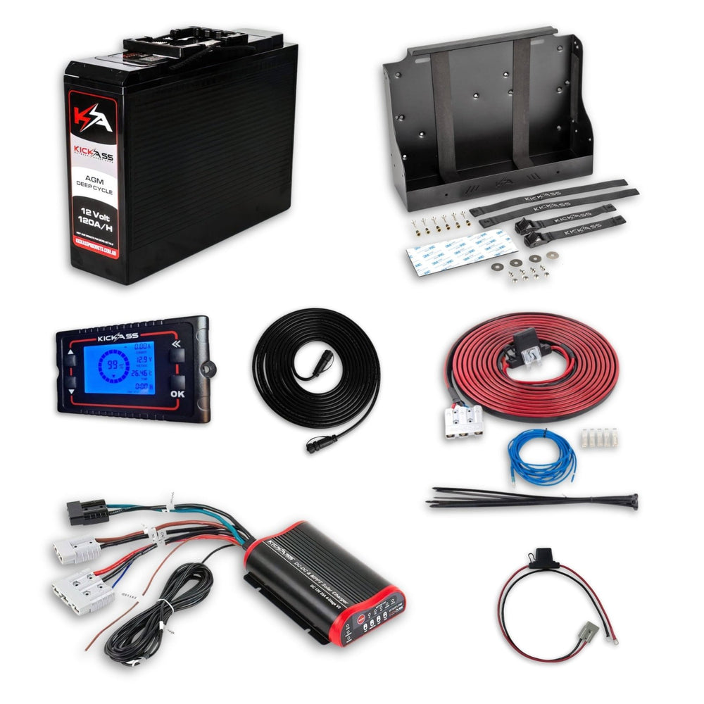 KickAss 120Ah Complete Slimline AGM Dual Battery Kit