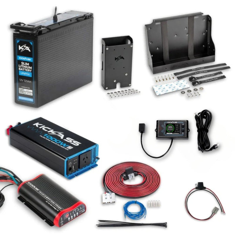 KickAss 120Ah Complete Slimline Lithium Dual Battery Kit