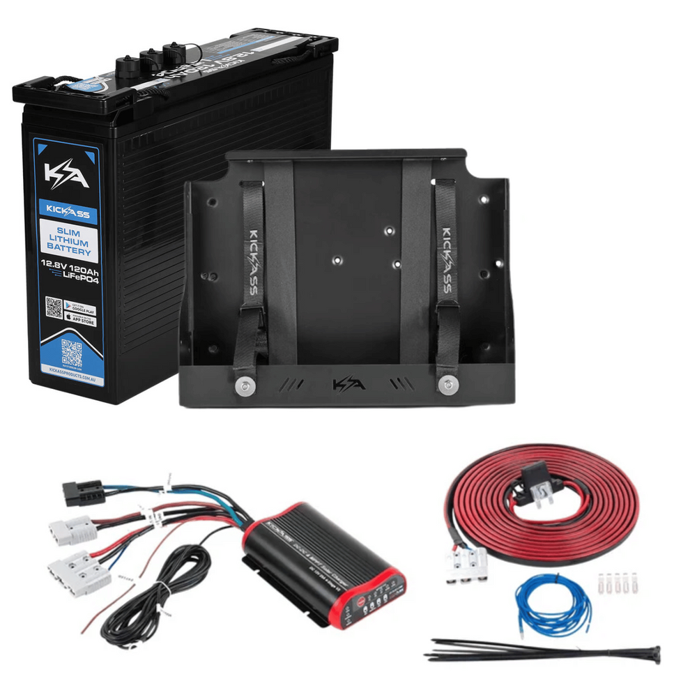KickAss 120Ah Essential Slimline Lithium Dual Battery Kit