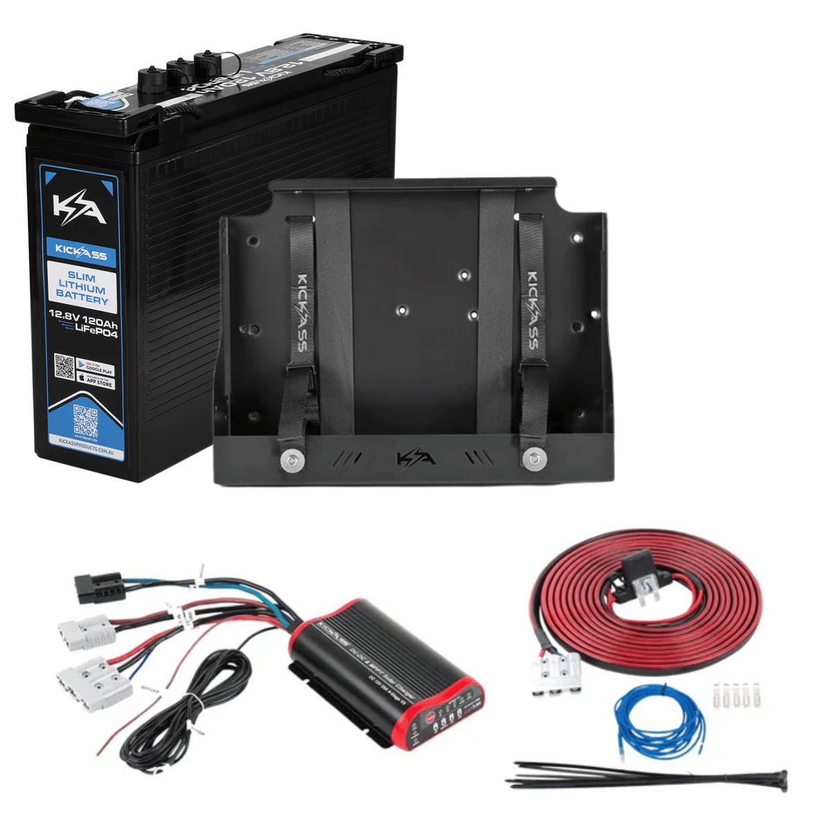 KickAss 120Ah Essential Slimline Lithium Dual Battery Kit