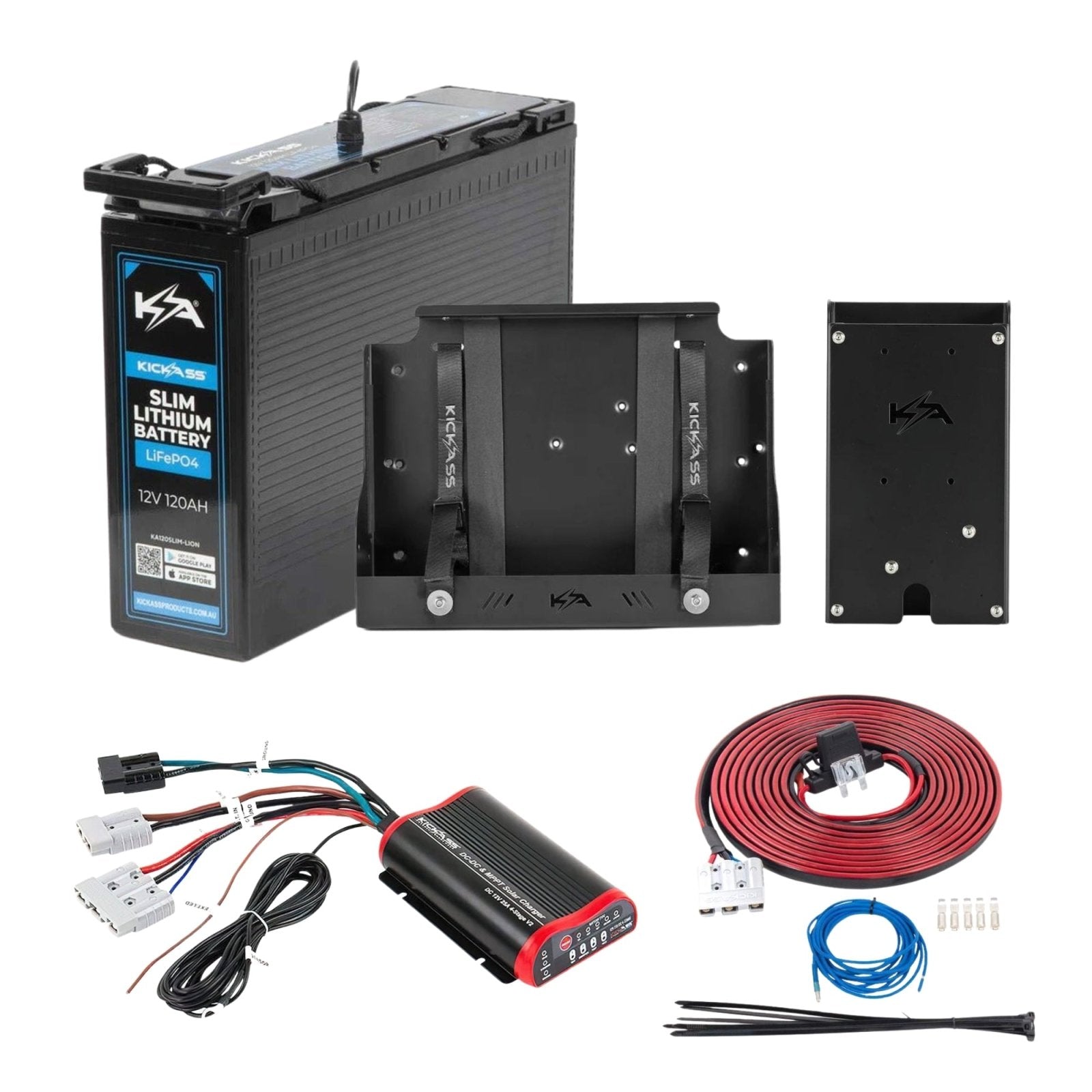 KickAss 120Ah Essential Slimline Lithium Dual Battery Kit