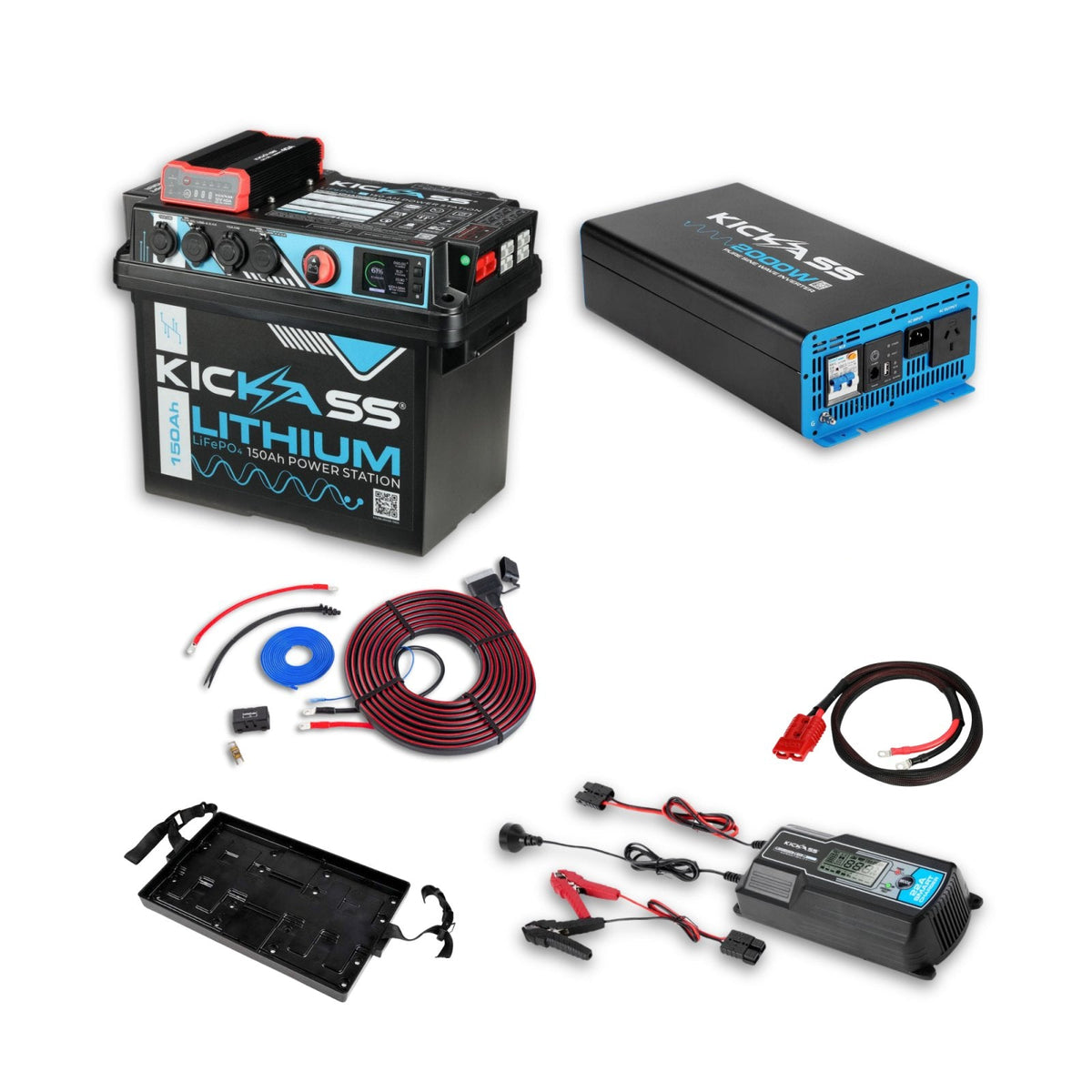 KickAss 150Ah Complete Lithium Dual Battery Box Kit