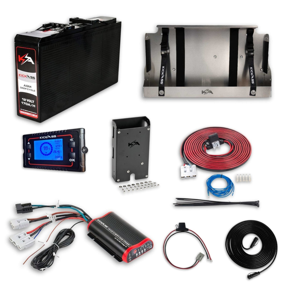 KickAss 170Ah Complete Slimline AGM Dual Battery Kit