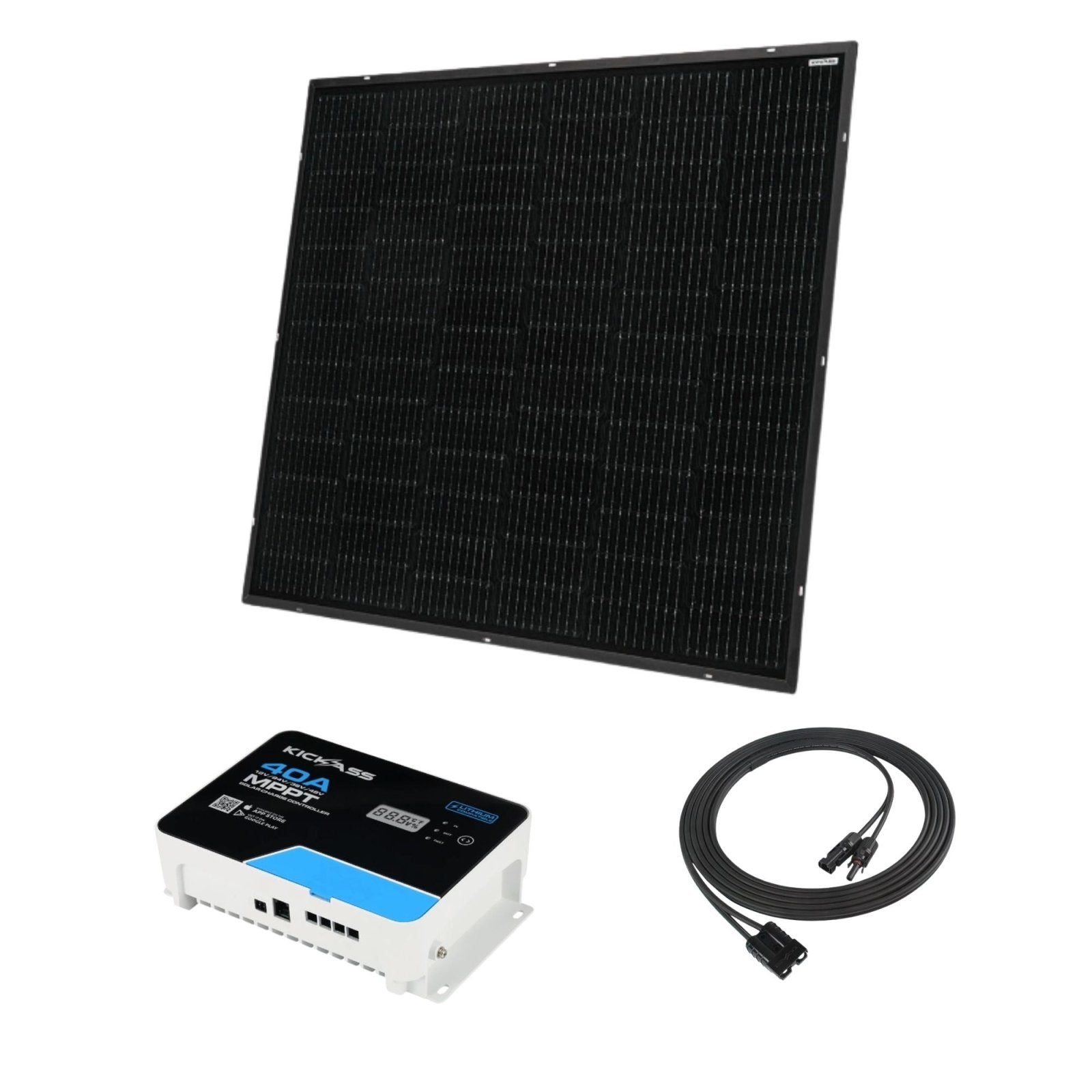 KickAss 210W Ultra Slim Fixed Glass Solar Panel + 40A MPPT Solar Charg