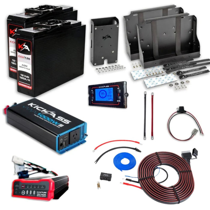 KickAss 240Ah Complete Slimline AGM Dual Battery Kit