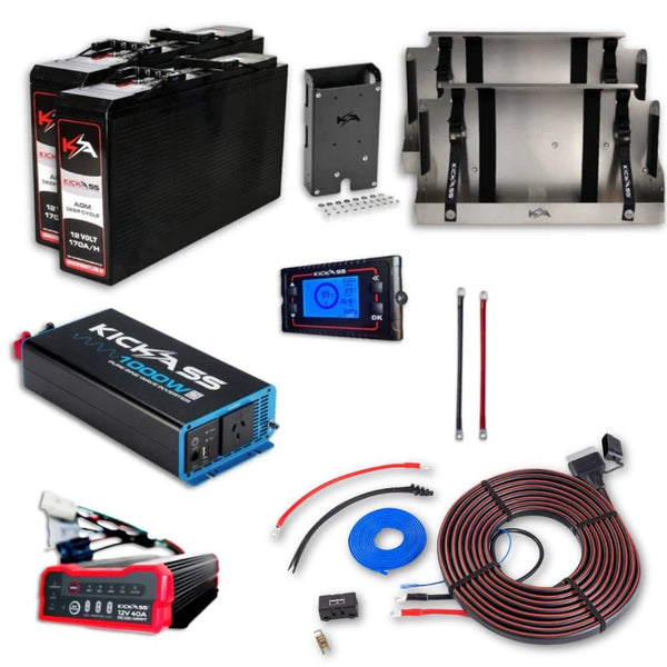 KickAss 340Ah Complete Slimline AGM Dual Battery Kit