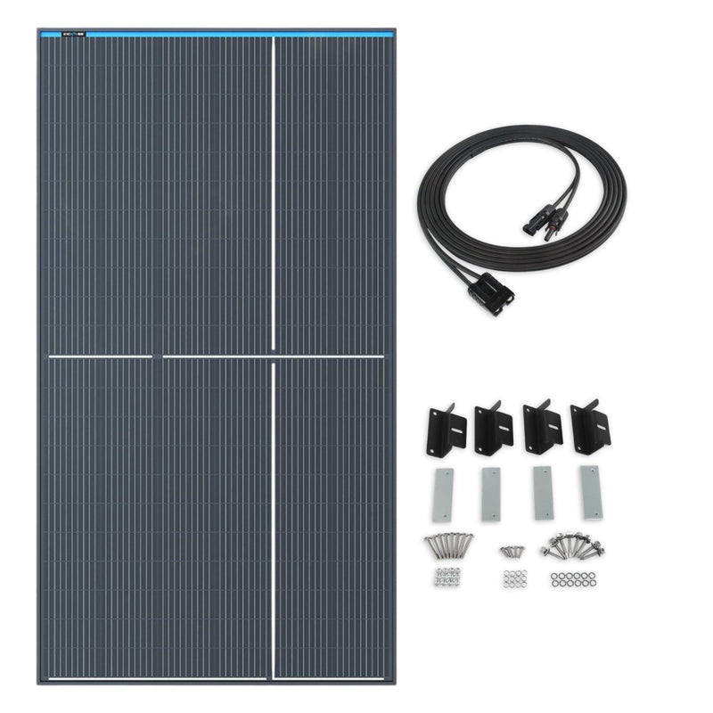 KickAss 350W Fixed Glass Solar Panel + Mounting Kit + 5M Extension Cab