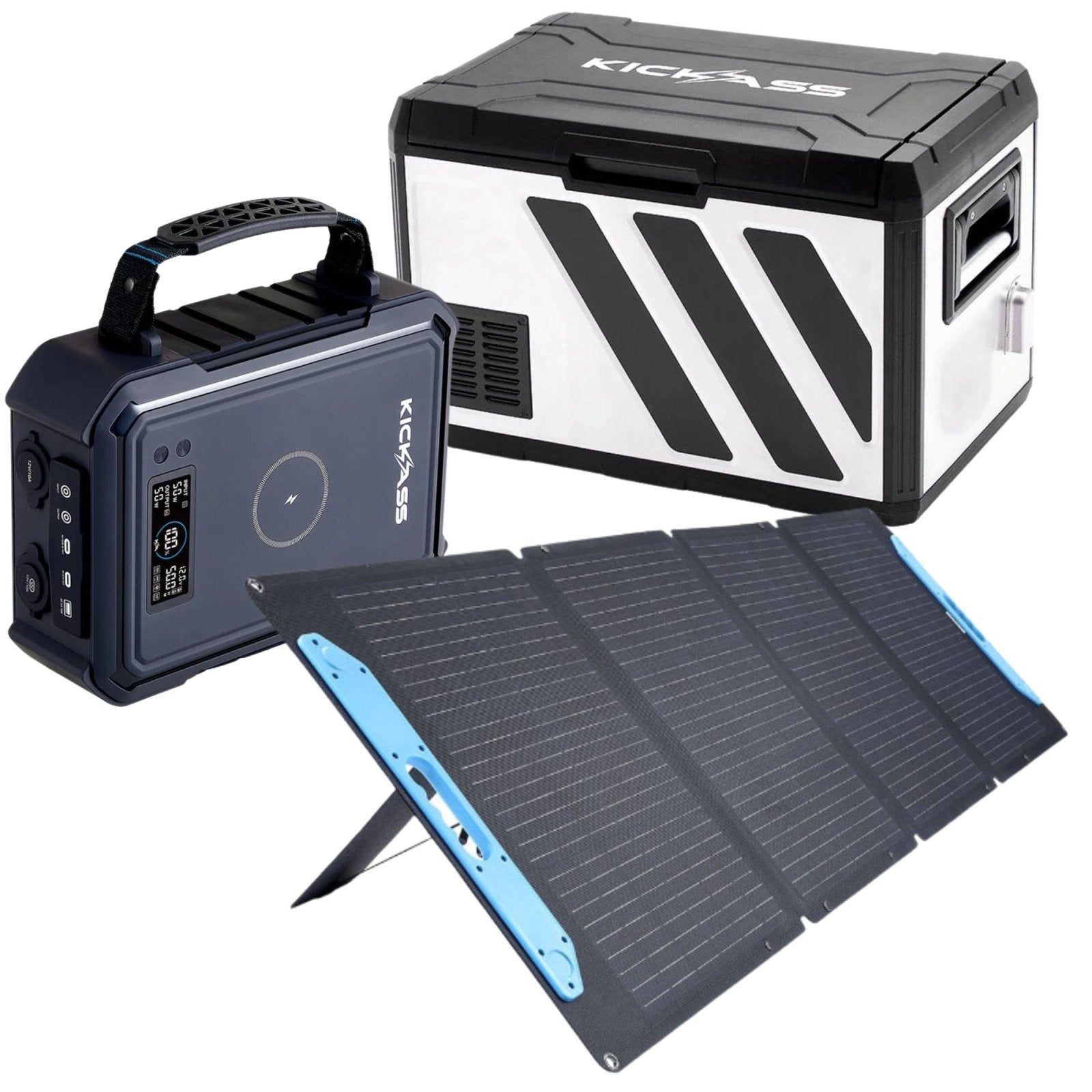 KickAss 50L Single Zone Fridge + KickCharge Powerhub 380Wh + 120W Fold