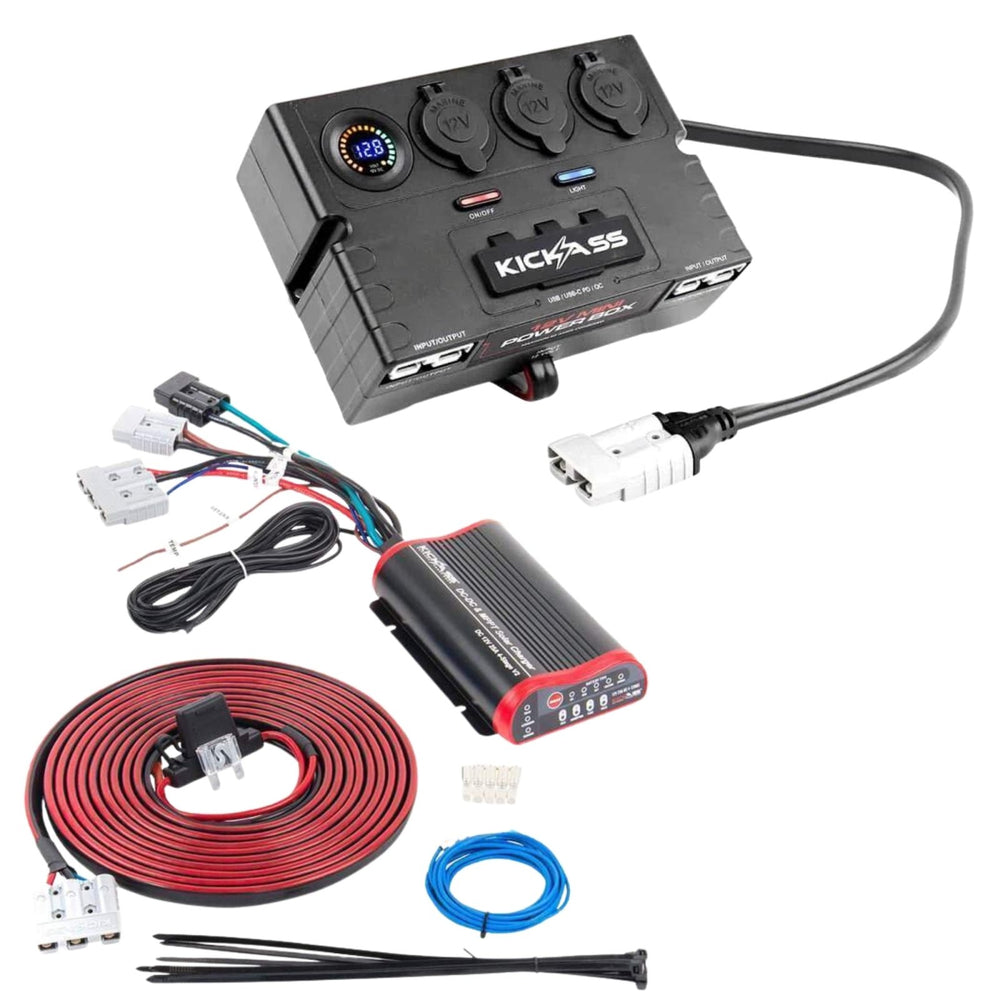 KickAss Mini 12V Control Box + 25A DCDC Charger + Wiring Kit Bundle