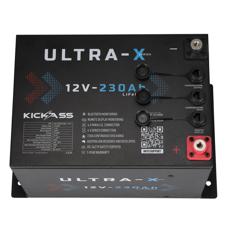 KickAss Smart 12V 230Ah Ultra-X Lithium Compact Deep Cycle Battery LiF