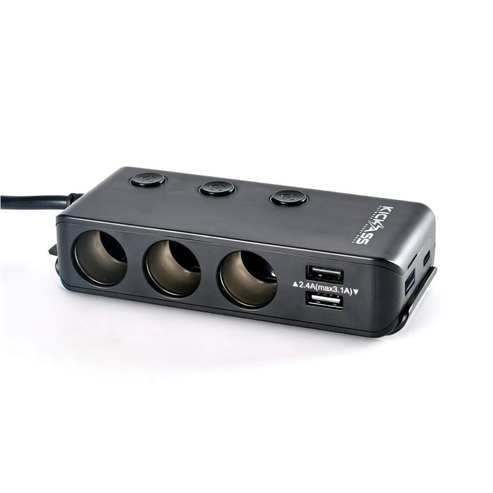 The KickAss 3 Way Cigarette Socket Splitter with USB Ports | KickAss ...